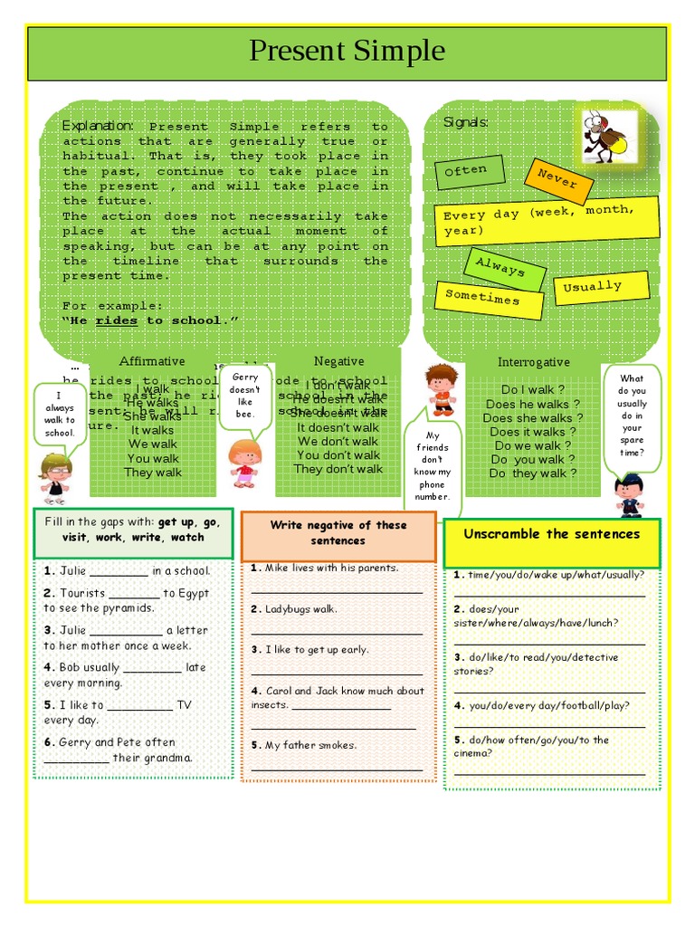 Present Simple: "He Rides To School." | PDF | Linguistics | Grammar