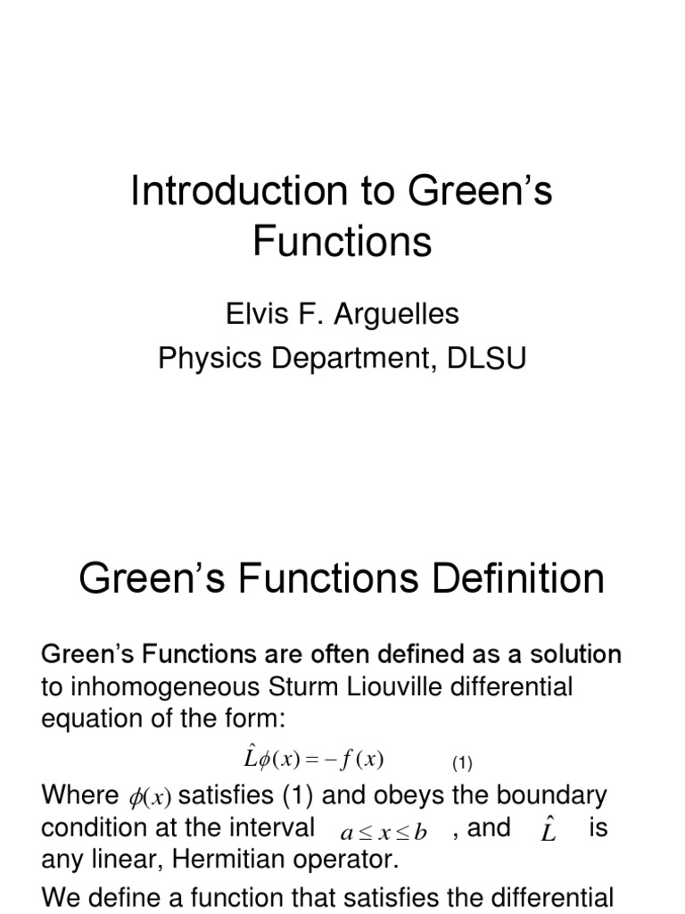 Introduction To Green's Functions | PDF | Green's Function | Equations
