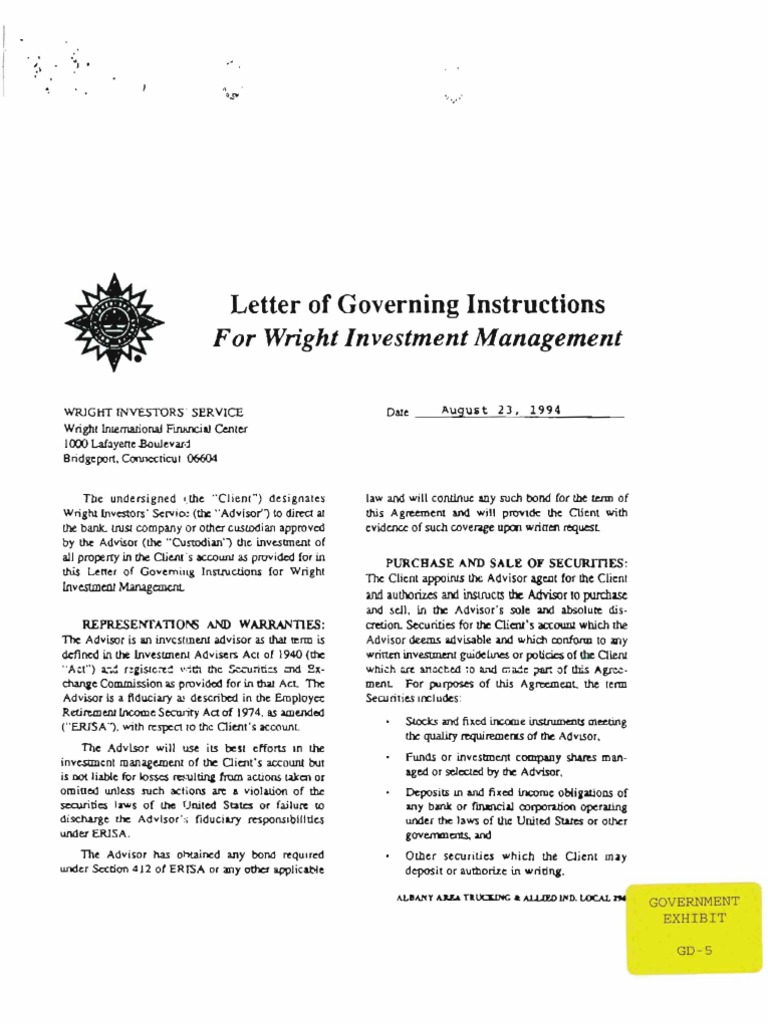Wright Letter of Governing Instructions 0894 (GD-05) | PDF | Power Of ...