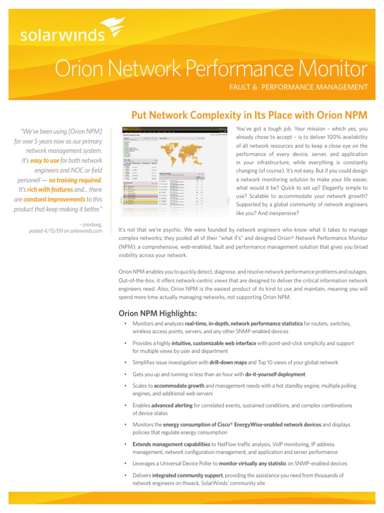 Orion Network Performance Monitor: Put Network Complexity in Its Place ...