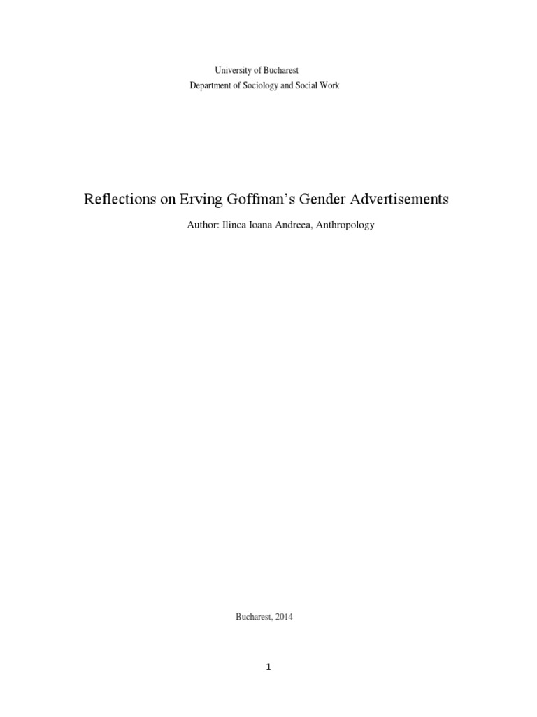 Goffman's Gender Advertisements Analysis | PDF | Advertising | Femininity