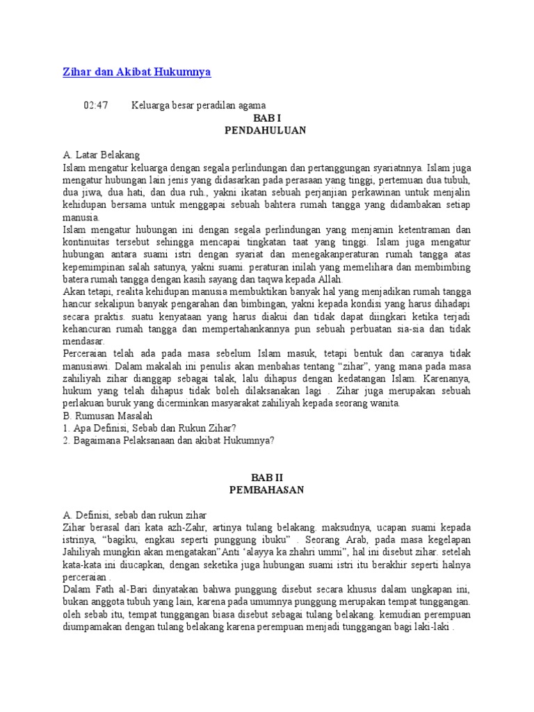 Zihar Dan Akibat Hukumnya | PDF