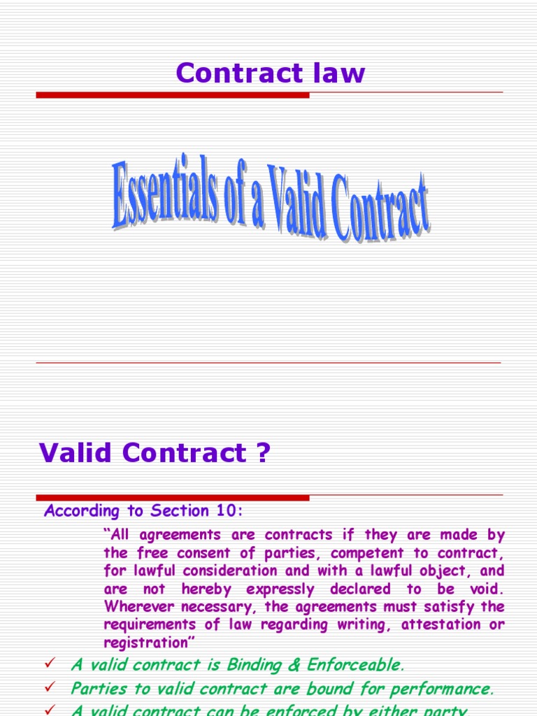 Essentials of A Valid Contract | PDF | Consideration | Offer And Acceptance