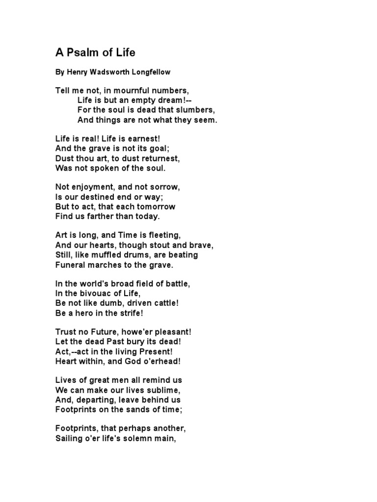 A PSALM OF LIFE | Henry Wadsworth Longfellow | Poetry