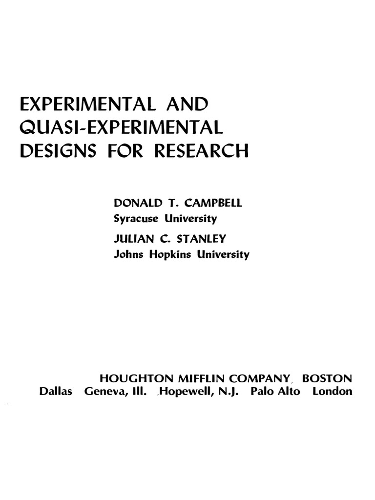 Campbell & Stanley Experimental and Quasi-Experimental Designs For Research - 1963 | Download ...