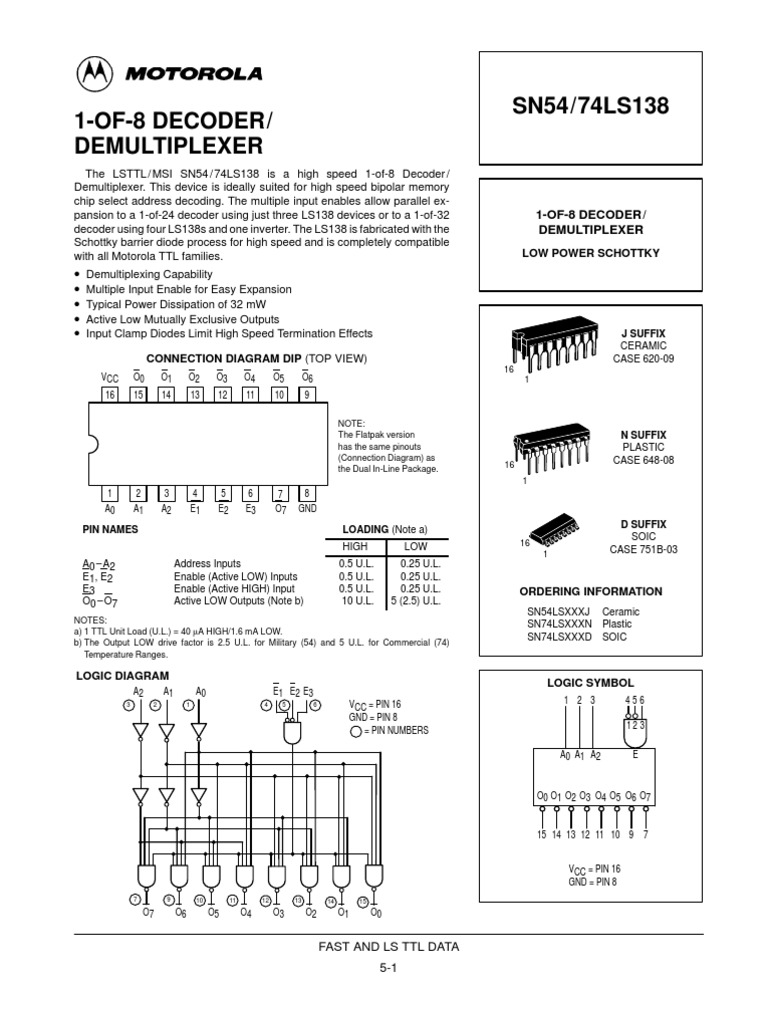 1 of 8 Decoder/ Demultiplexer | PDF | Digital Electronics | Electrical Circuits
