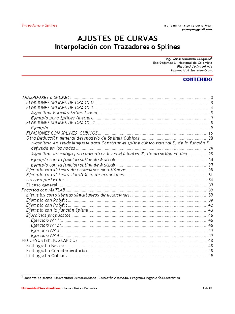 Splines cúbicos para interpolación de curvas | PDF | Funciones y mapeos ...
