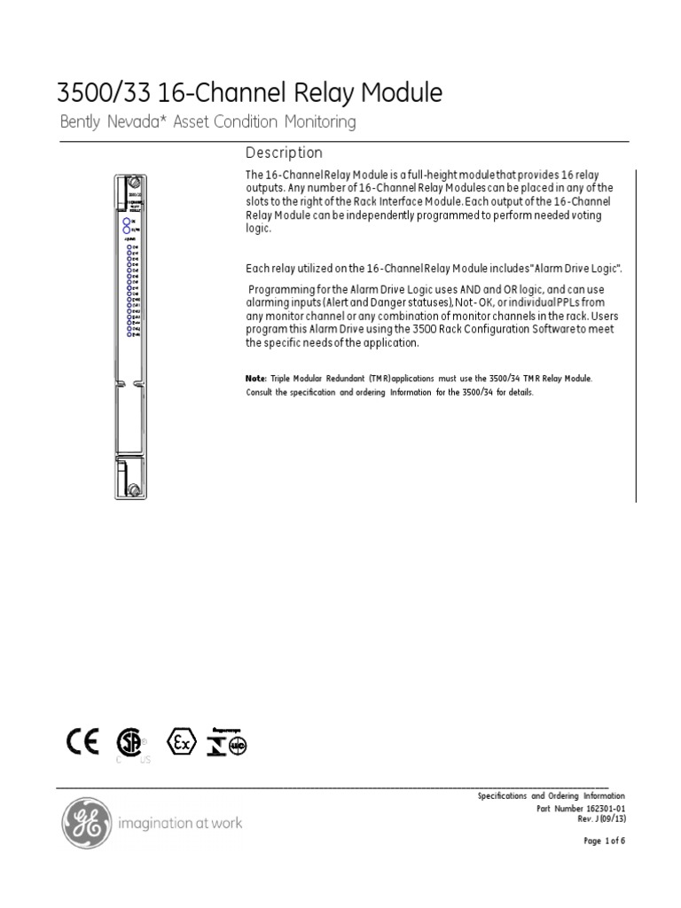 3500/33 16-Channel Relay Module (162301-01 Rev.J) | PDF | Switch | High ...