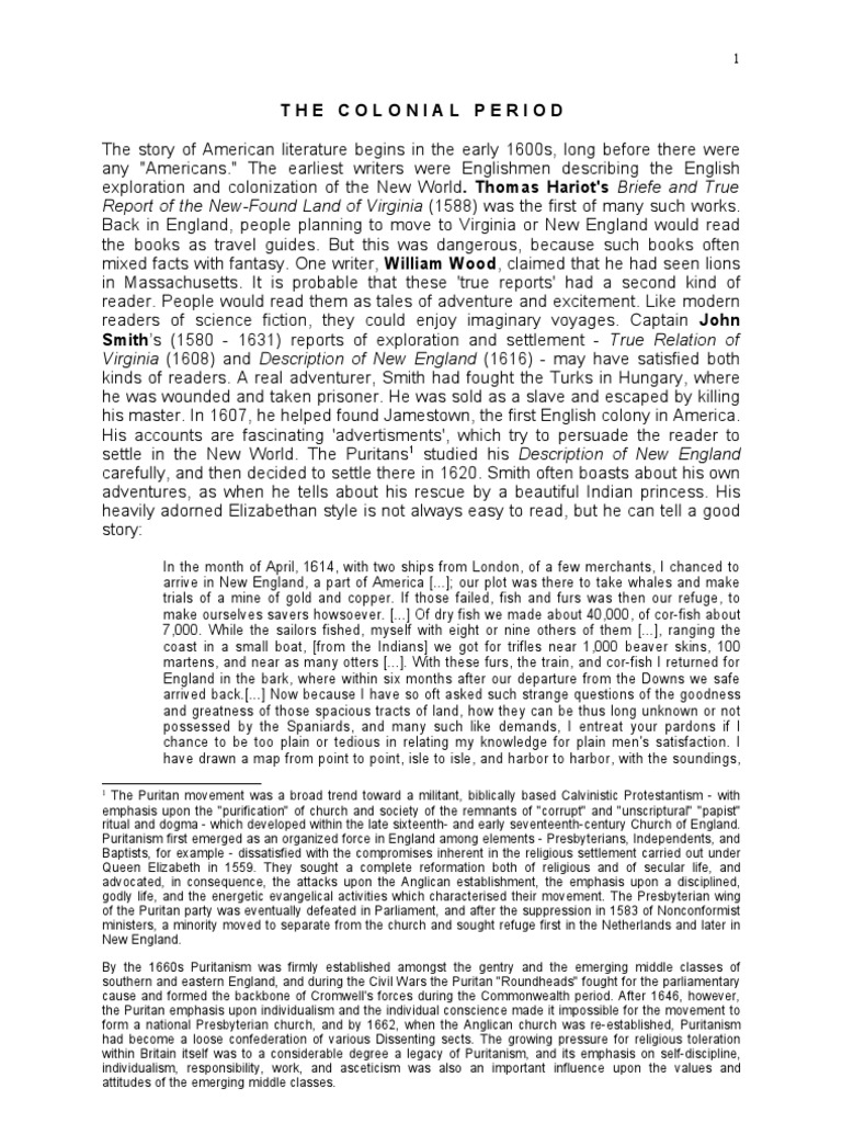Colonial Period | PDF | Puritans | Calvinism