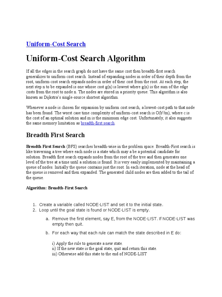 Uniform Cost Search | PDF | Computational Problems | Computer Programming
