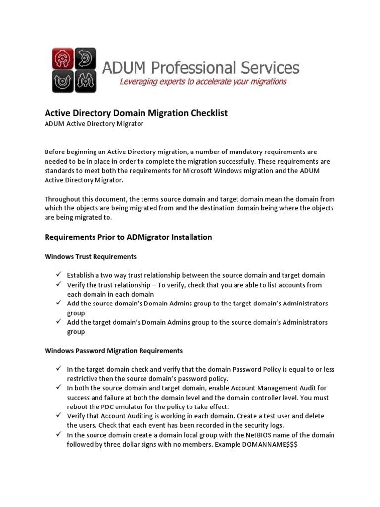 Active Directory Domain Migration Checklist 3 | PDF | Domain Name System | Group Policy