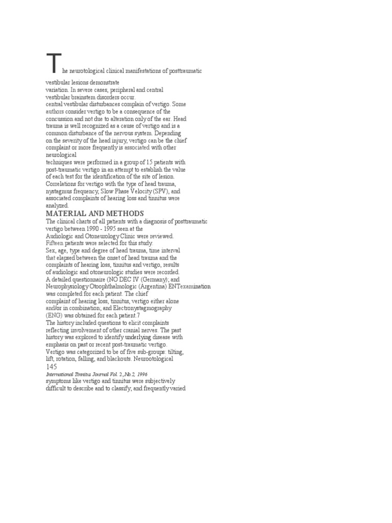 Post-Traumatic Vertigo Analysis and Findings | PDF | Self-Improvement