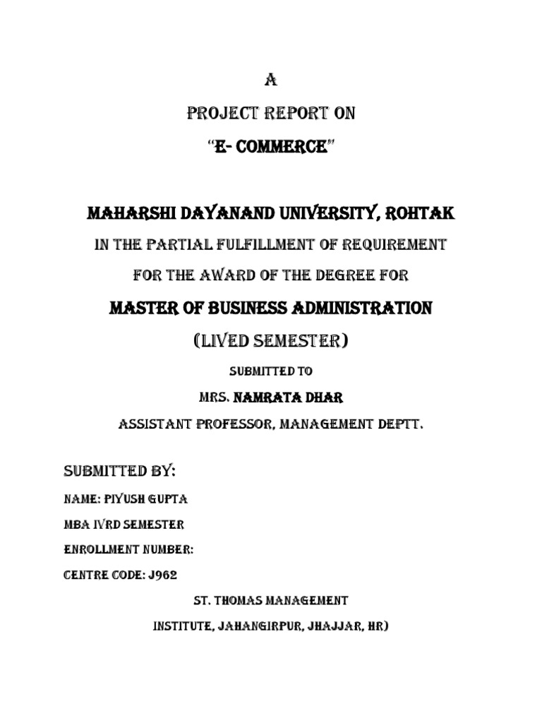 E-Commerce Project Report Overview | PDF | E Commerce | Electronic Data ...