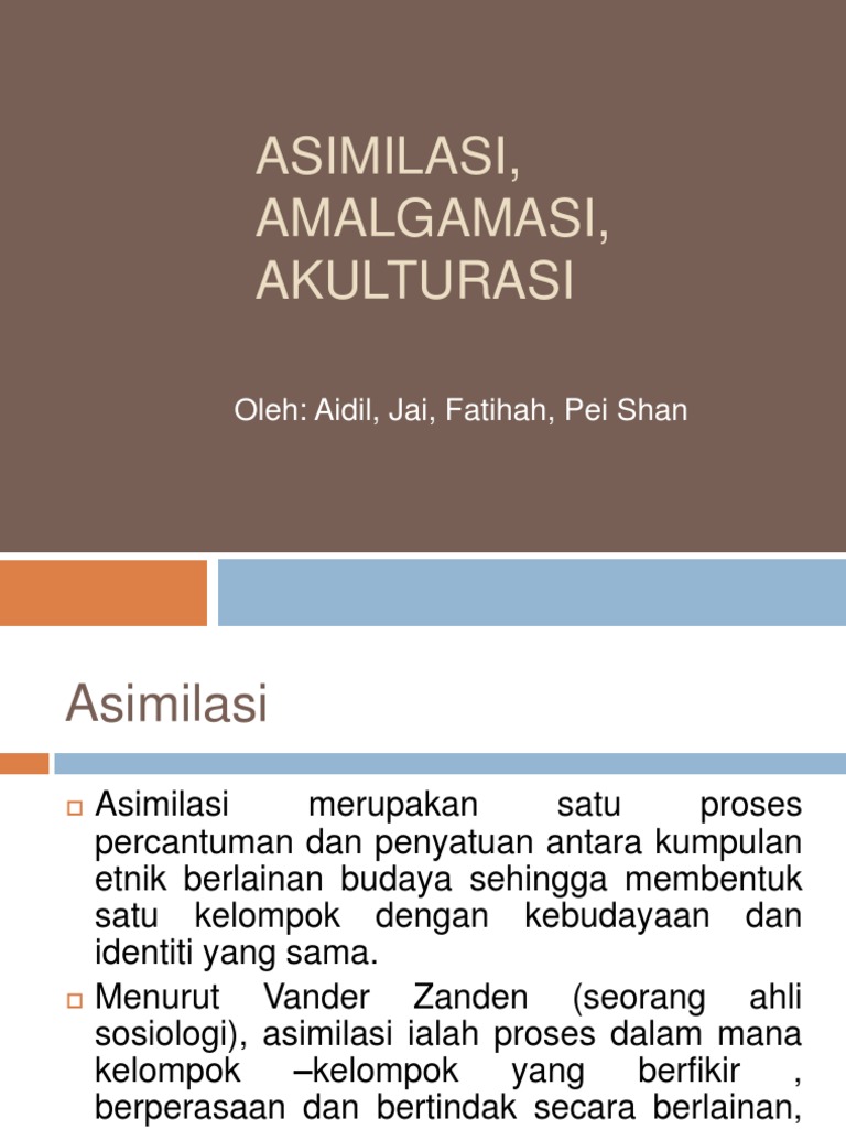 Asimilasi, Amalgamasi, Akulturasi - Latest | PDF