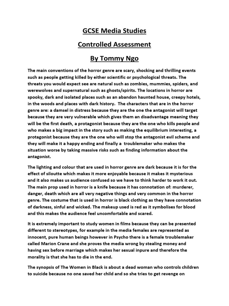 Gcse Media Studies Horror | PDF | Horror Films | Leisure