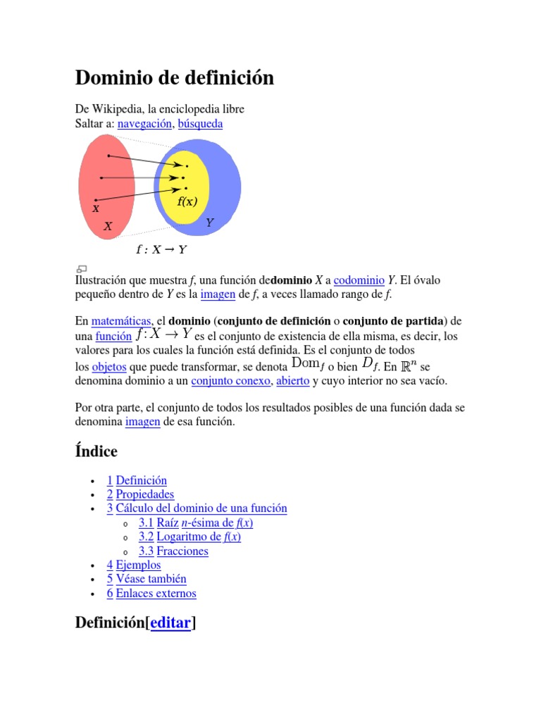 Dominio de Definición | PDF | Dominio de una función | Función ...