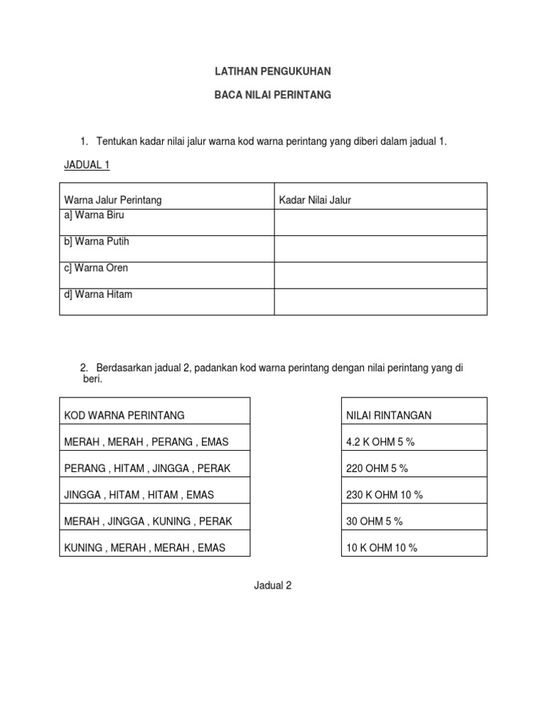 LATIHAN PENGUKUHAN Perintang | PDF