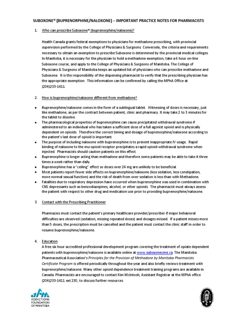 Suboxone - Notes for Pharmacists | Naloxone | Psychoactive Drugs