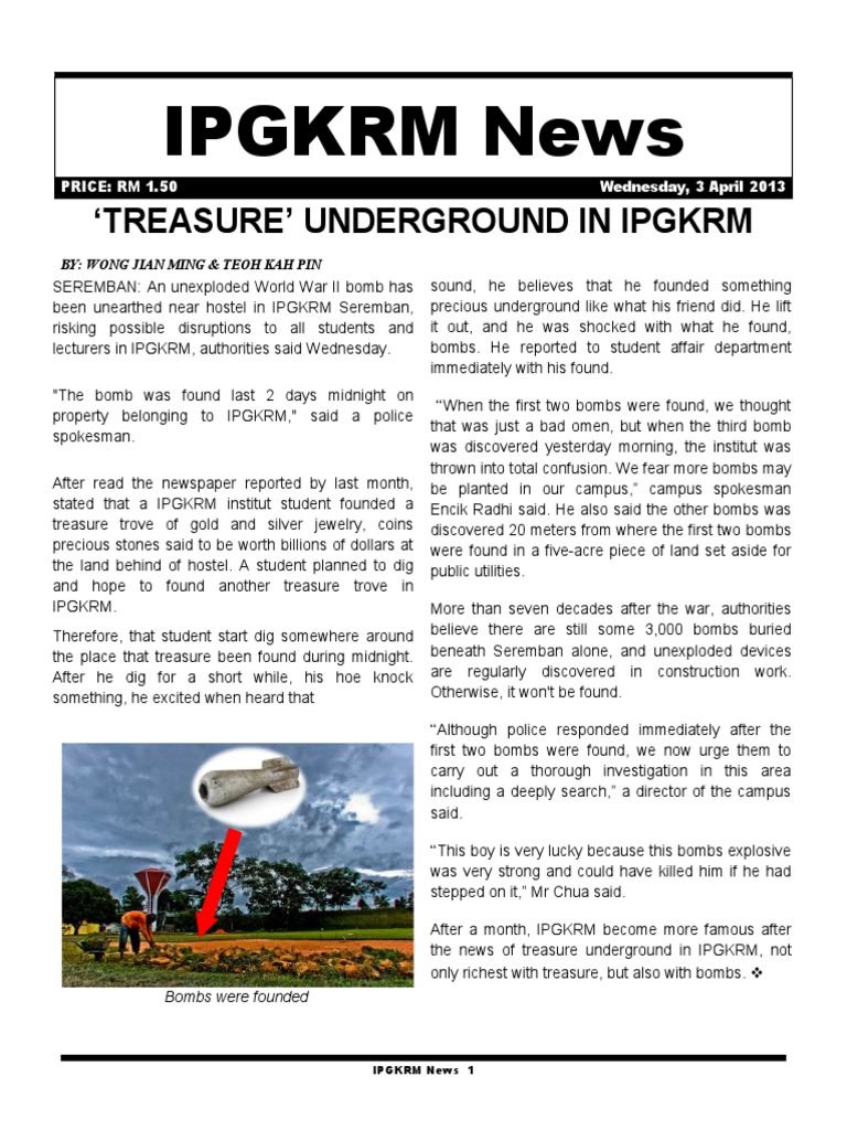 Ipgkrm News: Treasure' Underground in Ipgkrm | PDF | Violence