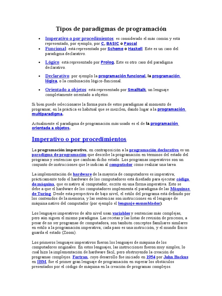 Tipos de Paradigmas de Programación | PDF | Programacion Funcional ...