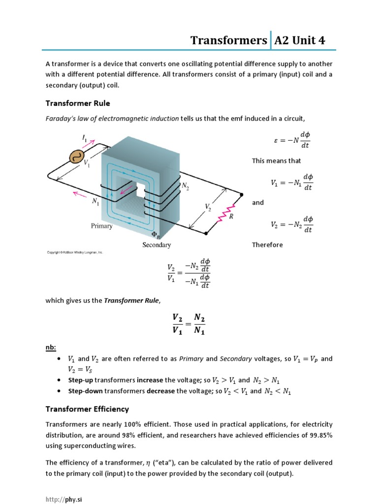 Transformers A2 Unit 4 | PDF | Transformer | Electromagnetic Induction