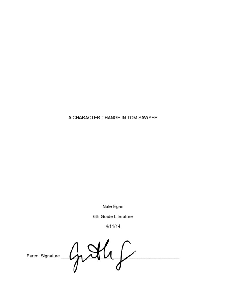 Tom Sawyer Essay | PDF | The Adventures Of Tom Sawyer | Huckleberry Finn