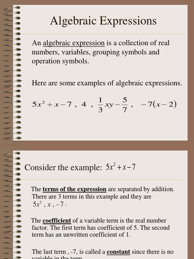 Algebraic Expressions For Class | Download Free PDF | Variable ...