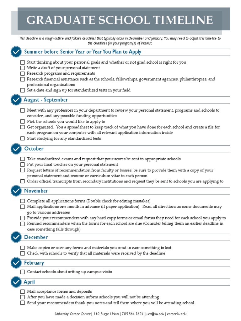 Graduate School Timeline Accessible 1 | PDF | Career & Growth | Wellness