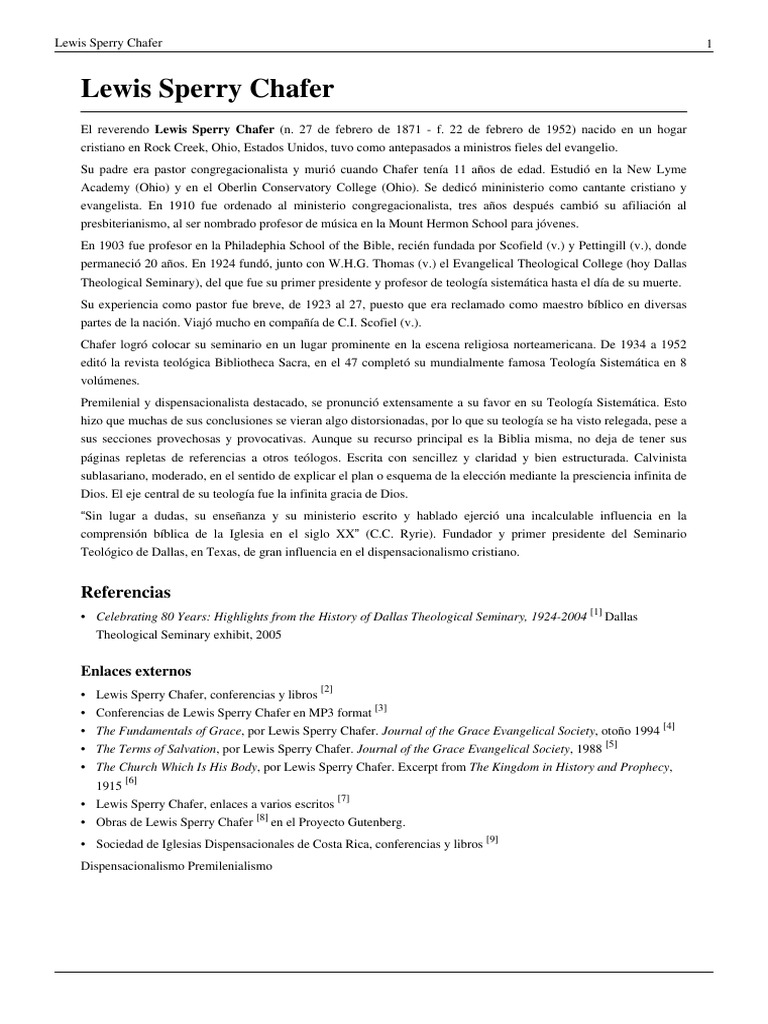 Lewis Sperry Chafer: Teólogo y Fundador del Seminario de Dallas | PDF ...