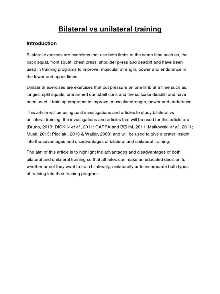 Bilateral vs Unilateral Training Benefits | PDF | Muscle | Human Anatomy