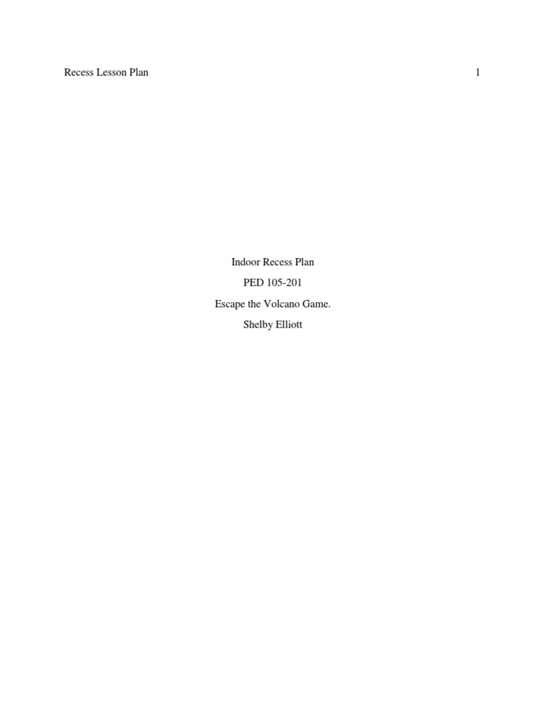 Recess Lesson Plan | PDF | Classroom | Lesson Plan