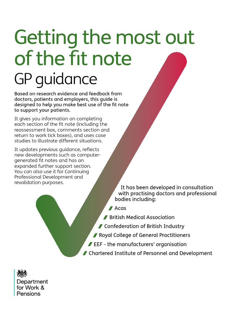 Fitnote Gps Guidance Jan 14 | PDF | General Practitioner | Patient