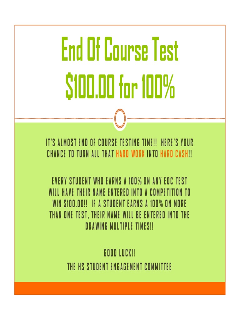 Win $100 for Perfect EOC Scores! | PDF