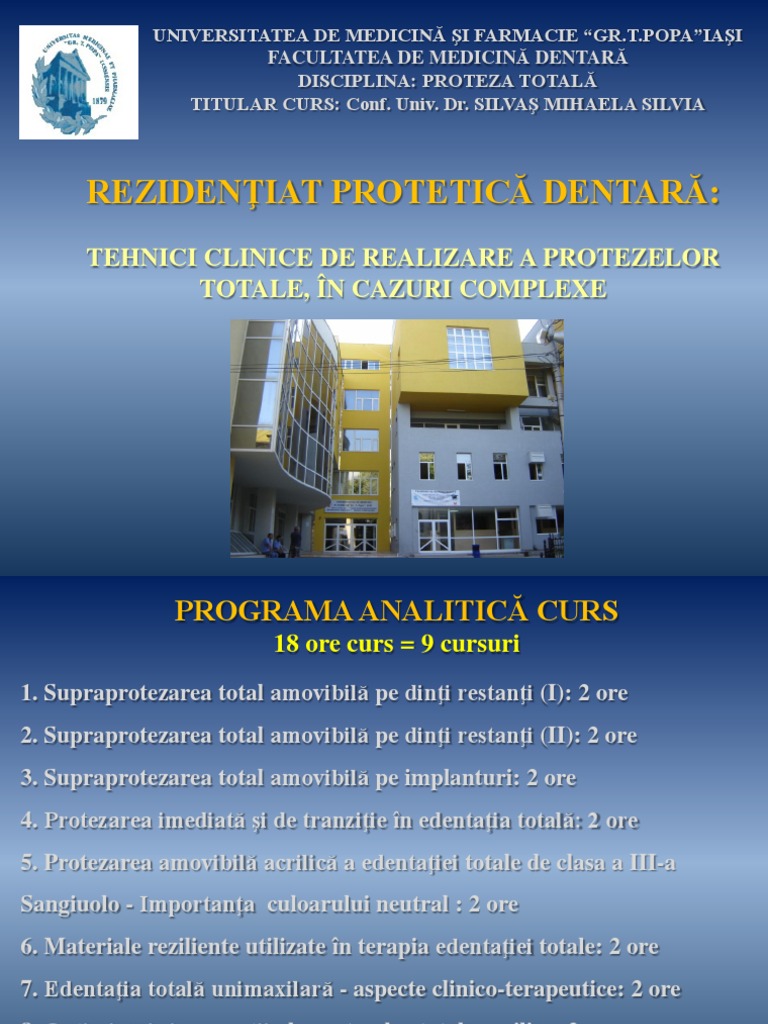 Programa Analitica - PROTEZA TOTALA | PDF