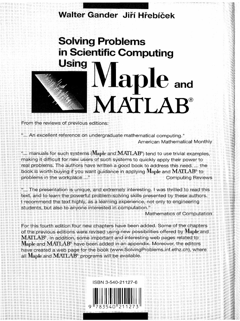 Solving Problems in Scientific Computing Using Maple and Matlab | PDF