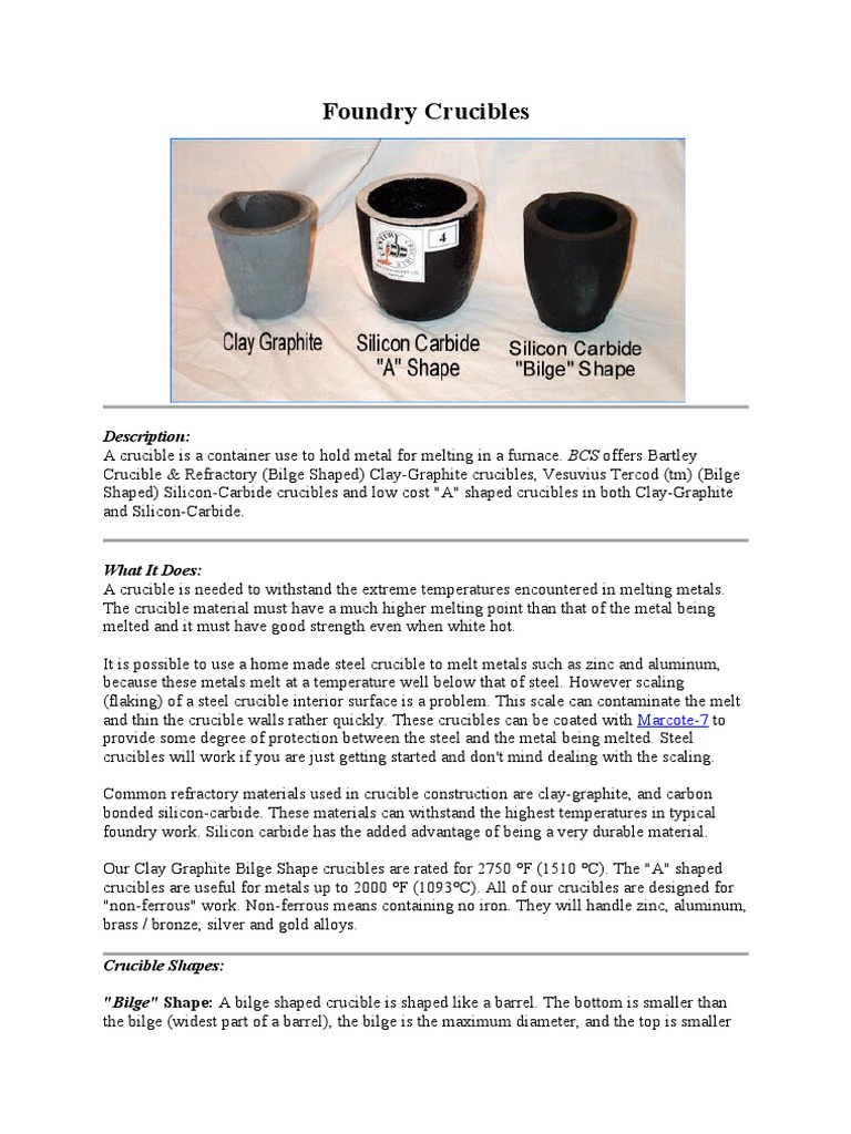 Foundry Crucibles | Metals | Ceramic Engineering