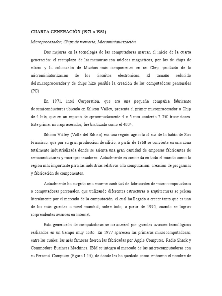 Cuarta Generación | PDF | Circuito integrado | Microprocesador