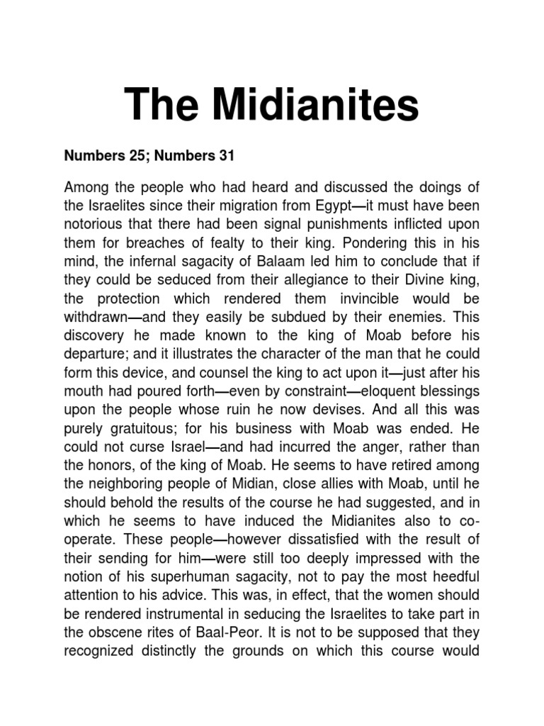 The Midianites Numbers 25 Numbers 31 Pdf Torah Books Hebrew Bible