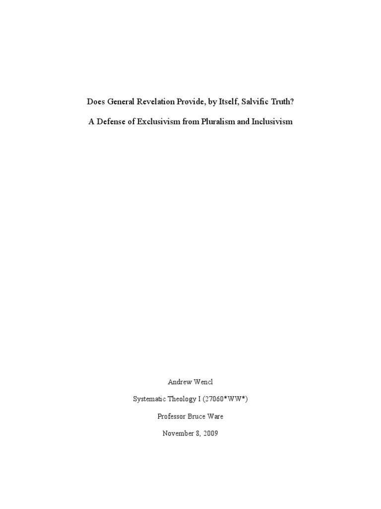 A Defense of Exclusivism From Parallelism and Inclusivism | PDF ...