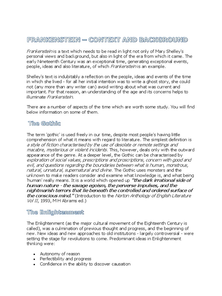 Context Frankenstein | PDF | Age Of Enlightenment | Romanticism