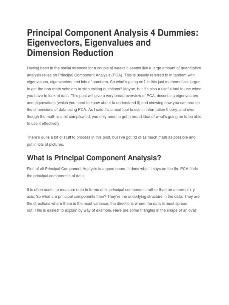 Principal Component Analysis 4 Dummies | PDF | Principal Component Analysis | Eigenvalues And ...