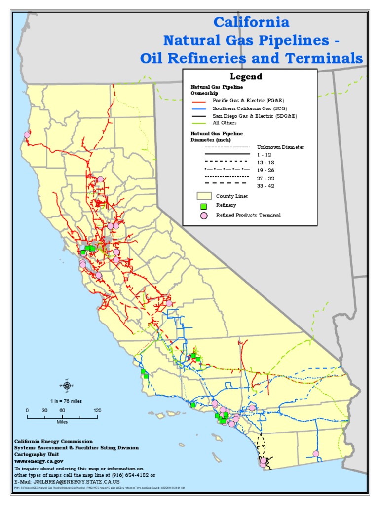 Map of Natural Gas Pipelines and Oil Refineries | PDF | Pacific Gas And ...