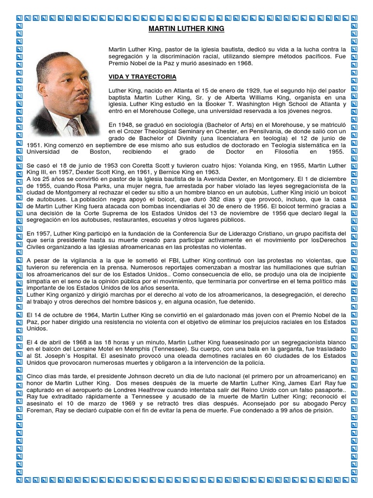 Biografia de Martin Luther King | PDF | Martin Luther King hijo ...