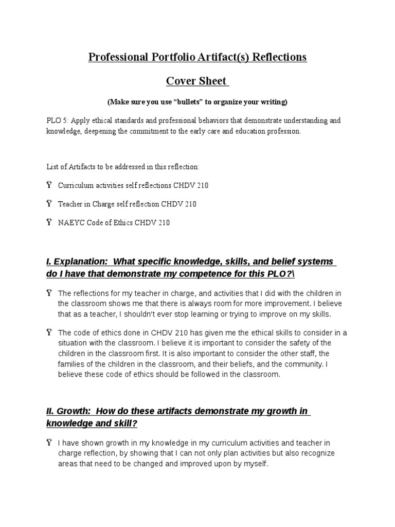 Portfolio Cover Sheet | PDF