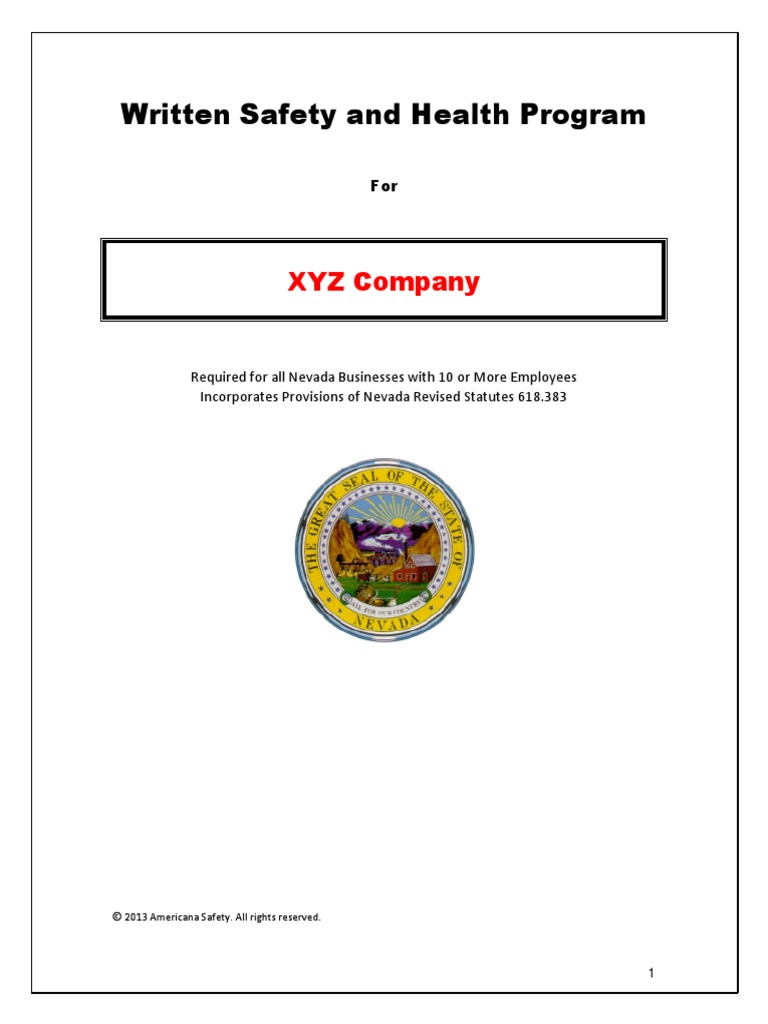 Nevada Written Safety and Health Program | PDF | Safety | Personal ...