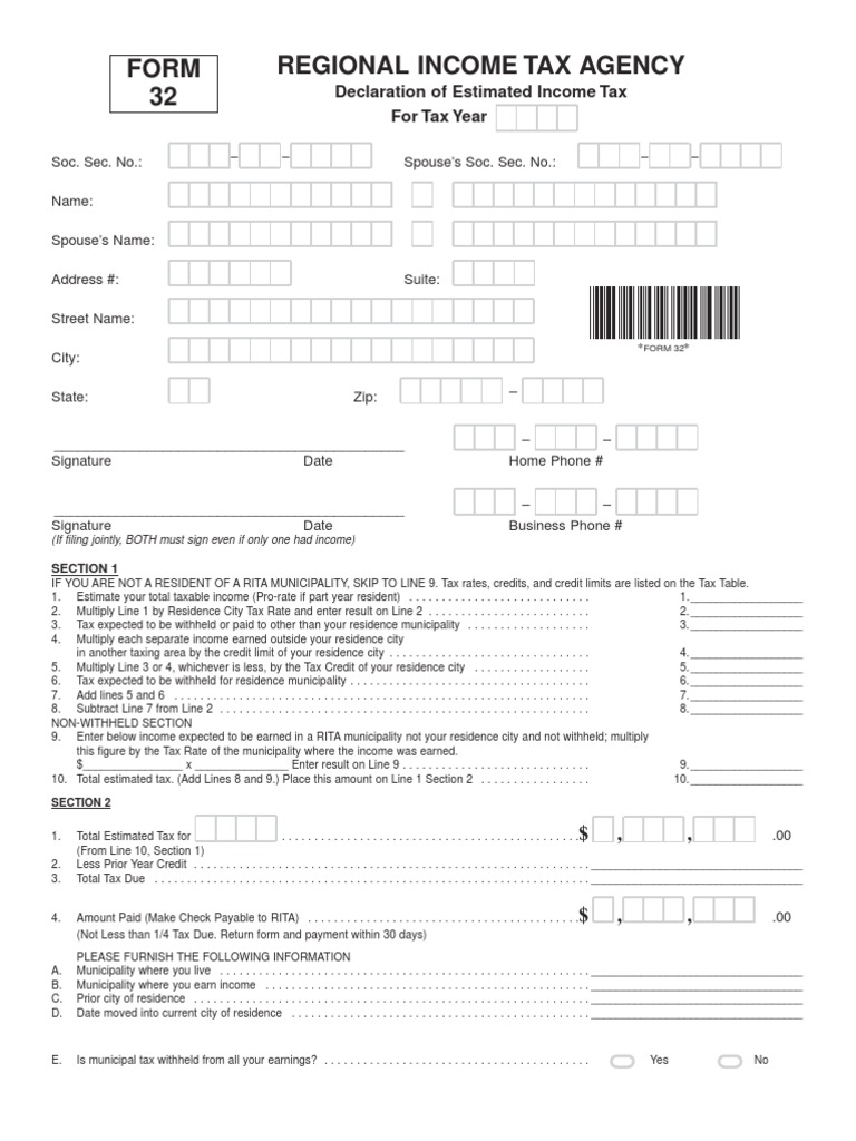 RITA 32 Form-Quarterly Tax | PDF | Tax Rate | Taxes