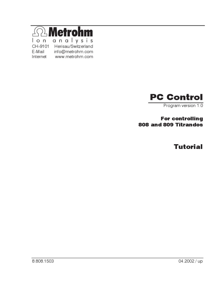 PC Control Titrando 808 - 809 PDF | PDF | Titration | Chemistry