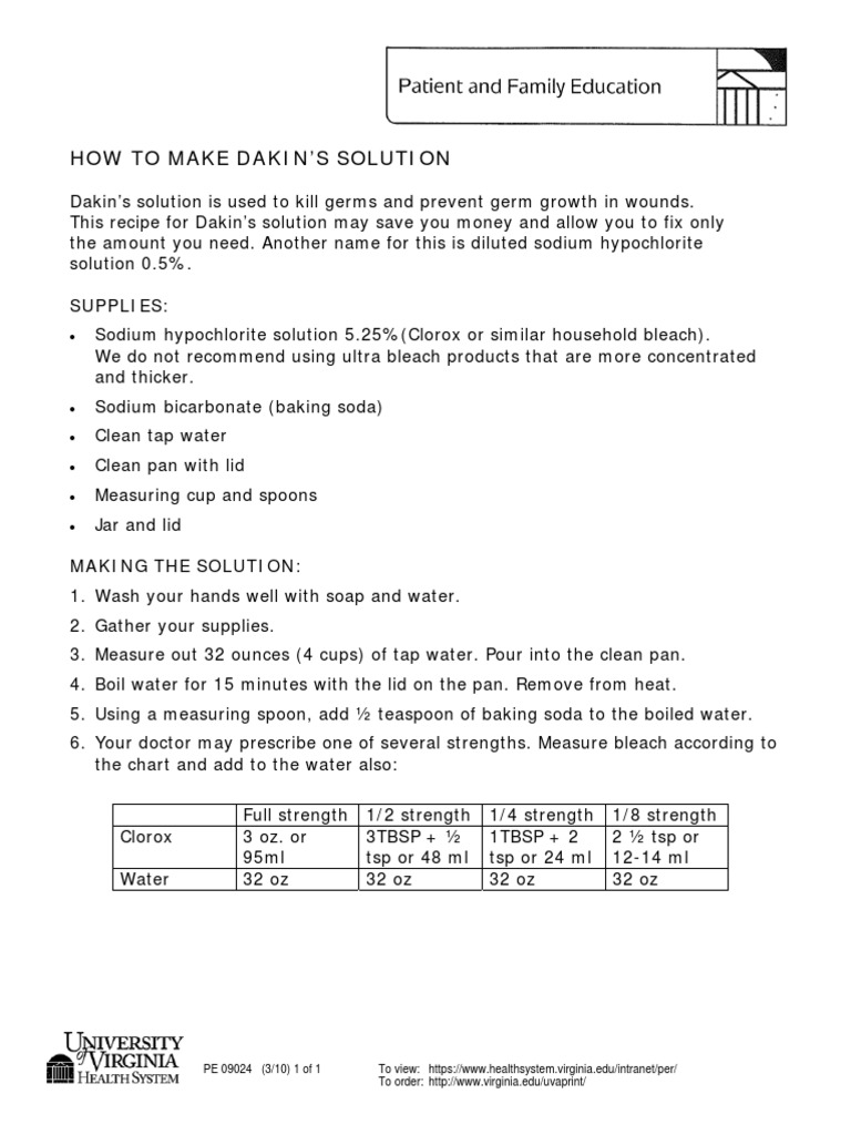 How To Make Dakin'S Solution: Supplies | PDF | Sodium Bicarbonate ...