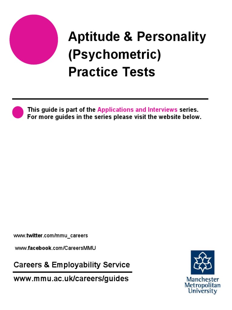 Aptitude Personality Practice Tests | PDF | Psychometrics | Test ...