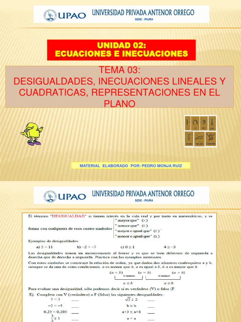 Desigualdades, Inecuaciones Lineales y Cuadraticas | Descargar gratis PDF | Ecuación cuadrática ...